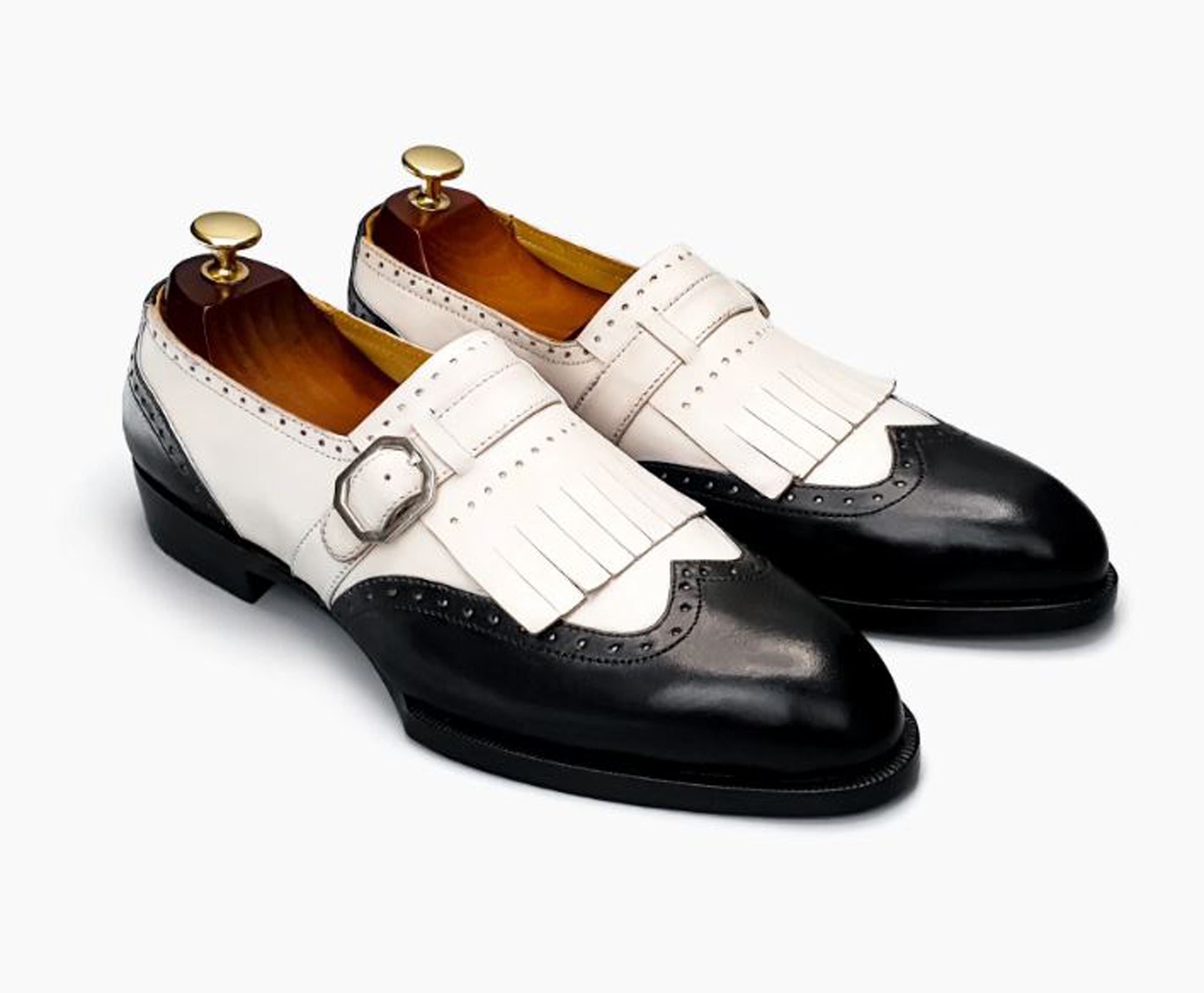 Our collection of Handmade Black & White Genuine Leather Fringed Wing ...